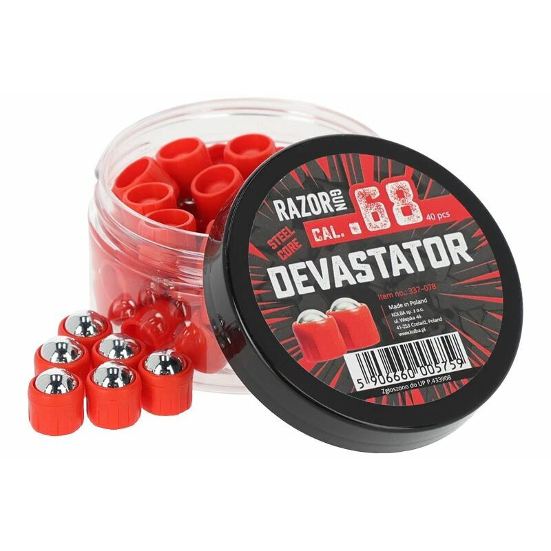 40 Billes acier Devastator .68 rouges Razor Gun