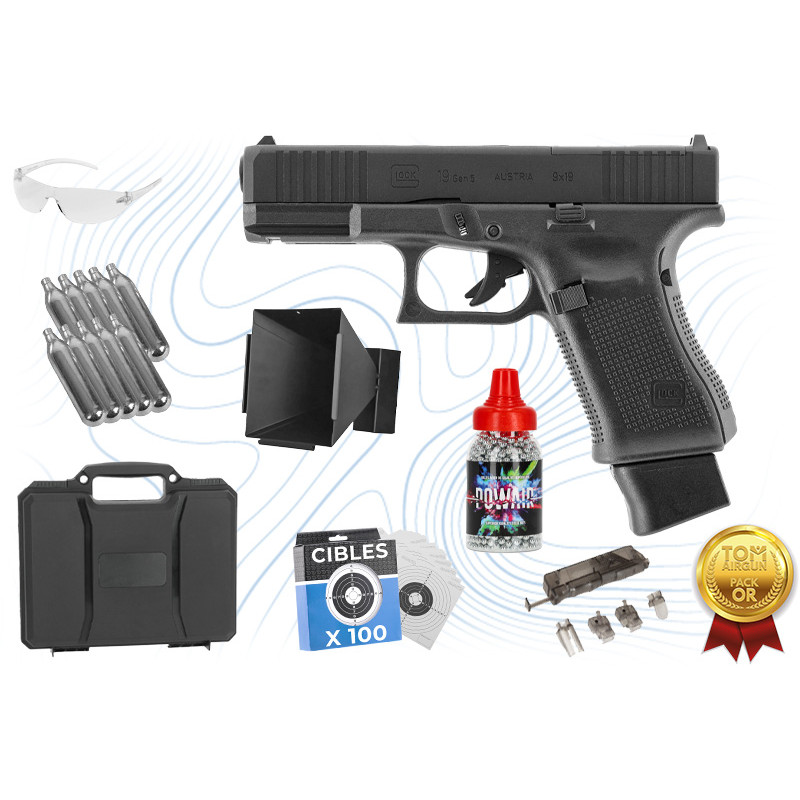 Pack Or Pistolet Glock 19 Gen 5 MOS CO2 4.5mm BBs Umarex